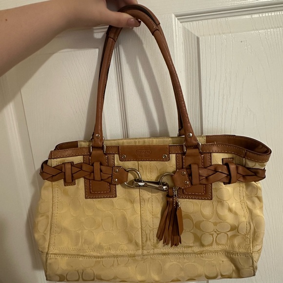 Coach | Bags | Coach Hampton Signature Yellow Carryall Satchel | Poshmark